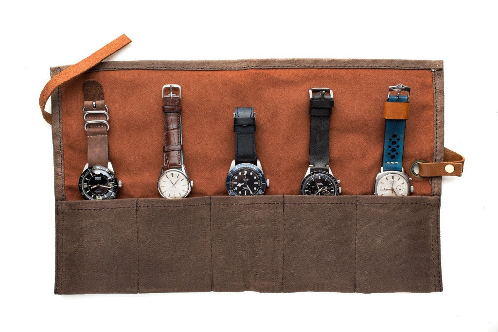 Monochrome - Canvas Watch Roll - Brown – Monochrome Shop