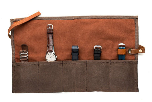 Monochrome - Canvas Watch Roll - Brown – Monochrome Shop